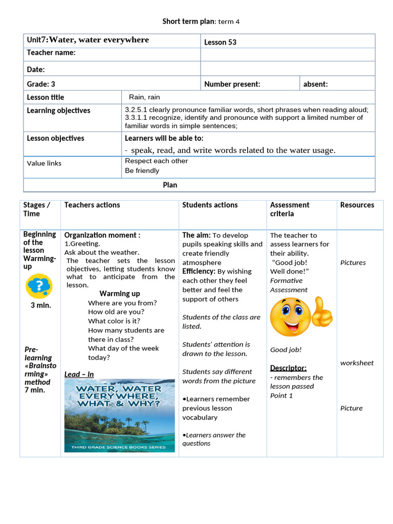 Grade 3 Water-Themed Lesson Plans | PDF | Linguistics | Human Communication