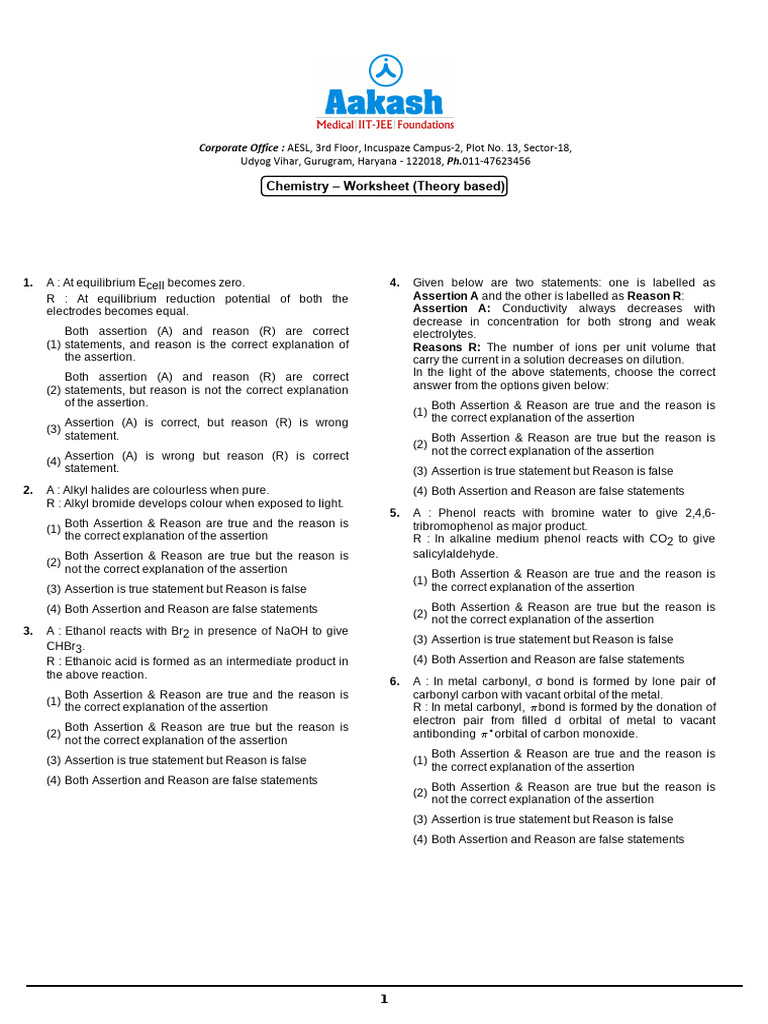 Chemistry-Worksheet (Theory Based) | PDF | Hydroxide | Chemical Reactions