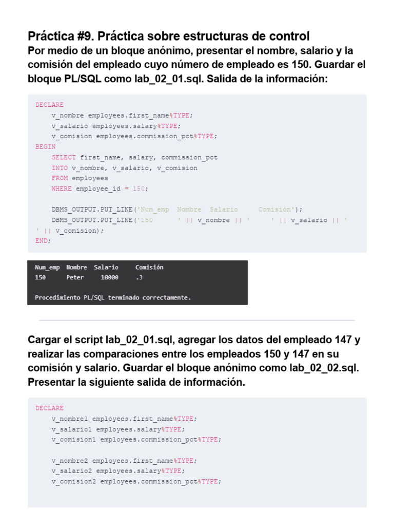 Practica 9 | PDF | Pl / Sql | SQL