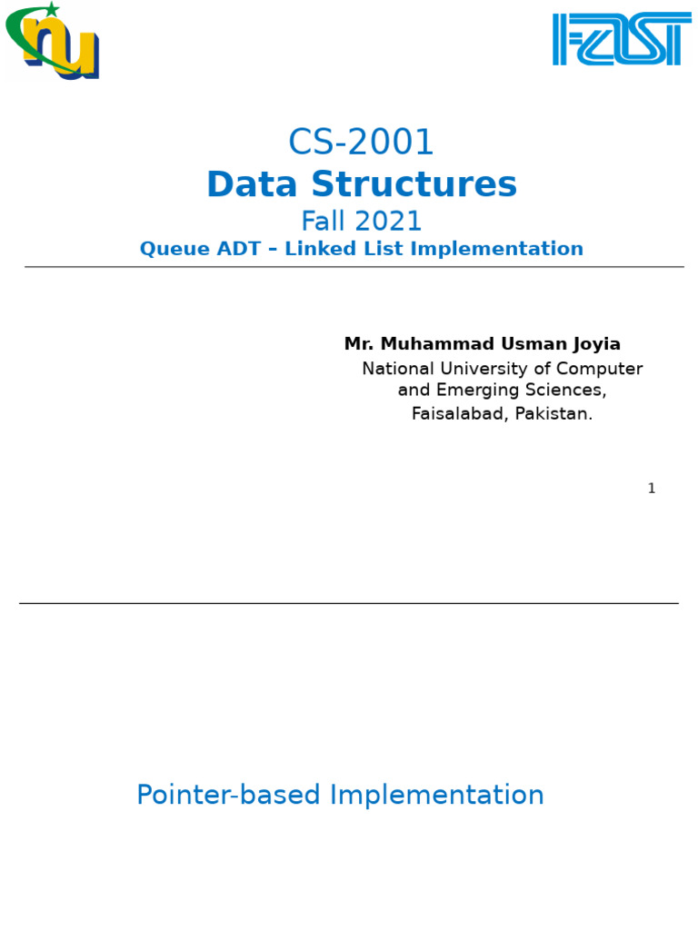Lecture 9 - Pointer Based Queues Linked List | PDF | Queue (Abstract Data Type) | Pointer ...
