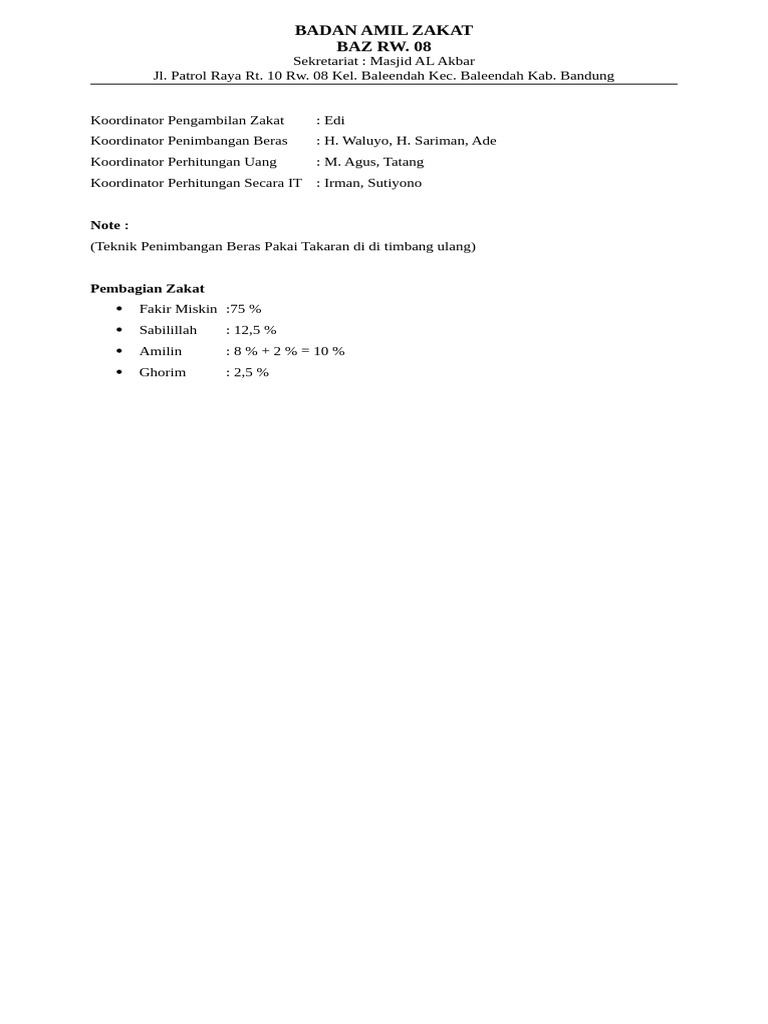 SUsunan Panitia Koordinator | PDF