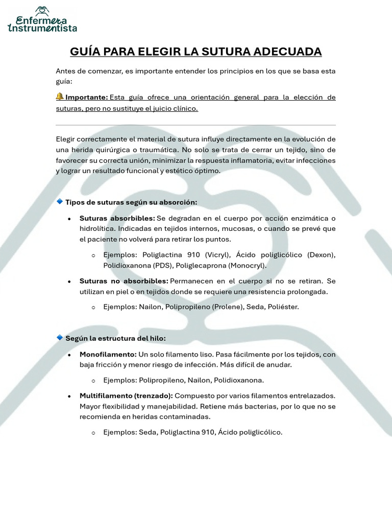 GUIA_DE_SUTURAS | PDF | Sutura Quirúrgica | Herida