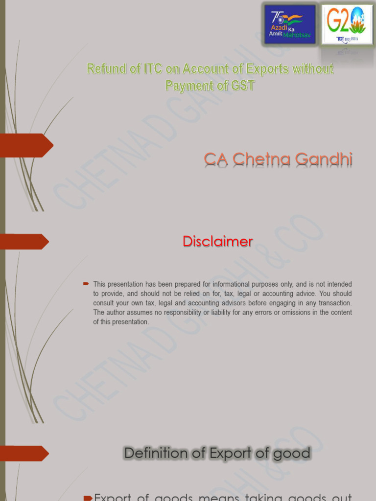Refund of Itc On Exports Without Payment of Tax Under Lut Postal Route ...