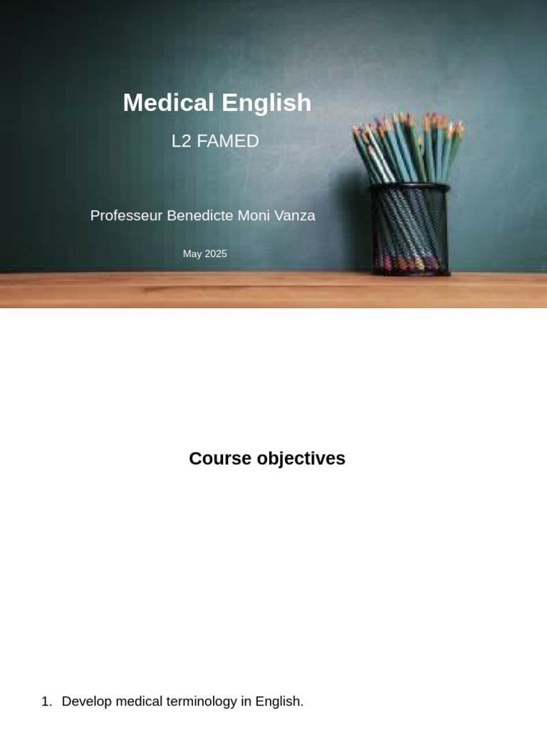 Medical English - L2 FAMED (1) - Professeur Moni | PDF ...