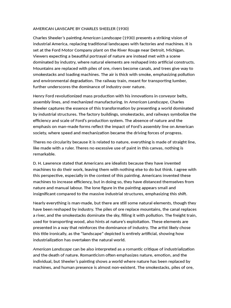 Sheeler's American Landscape: Industry vs. Nature | PDF | Walden