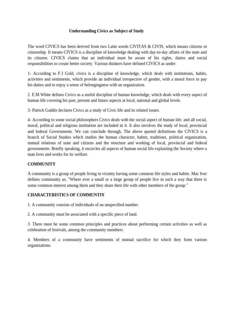 Importance of Civics in Society | PDF | Civic Engagement | Citizenship