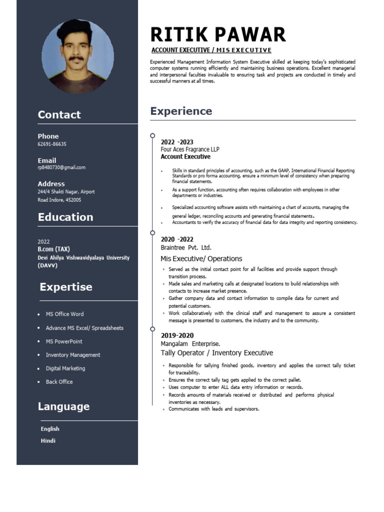 Ritik Pawar Resume-Ws | PDF | Accounting | Inventory