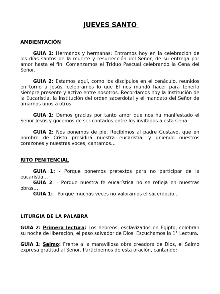 Jueves Santo | PDF | eucaristía | Cristo (título)