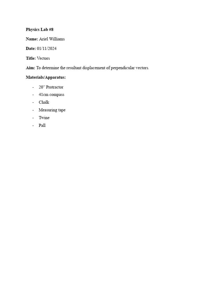 Physics Lab #8 - Vectors Lab | PDF | Compass | Accuracy And Precision