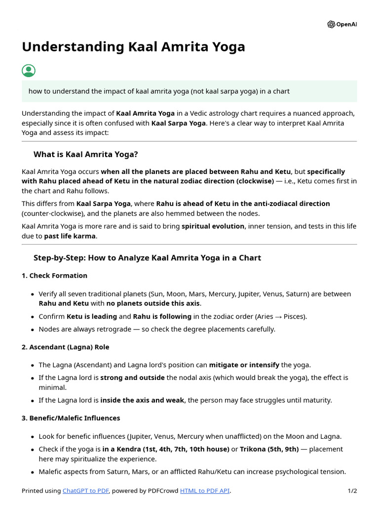 Understanding Kaal Amrita Yoga | PDF | Planets In Astrology | Esoteric Cosmology