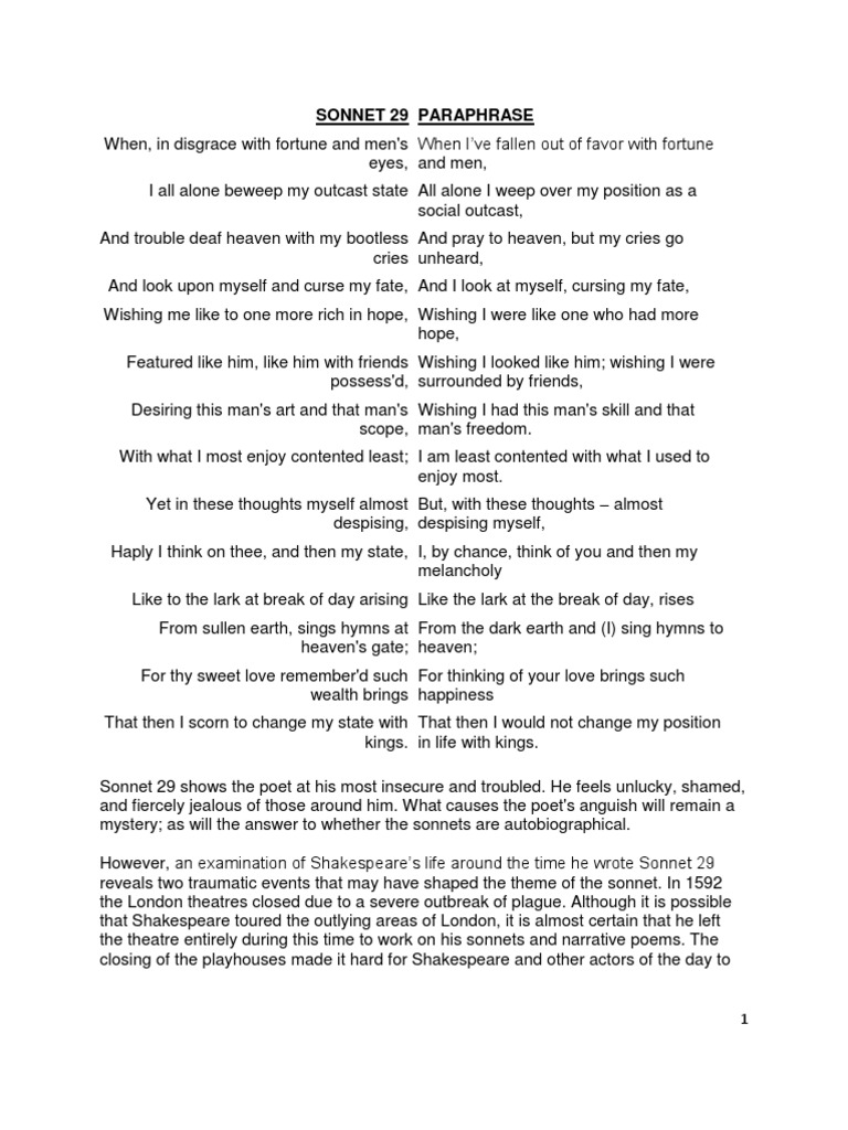 Sonnet 29 | William Shakespeare | Sonnets