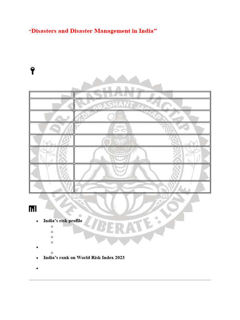 Disaster Management Insights for UPSC | PDF | Emergency Management ...