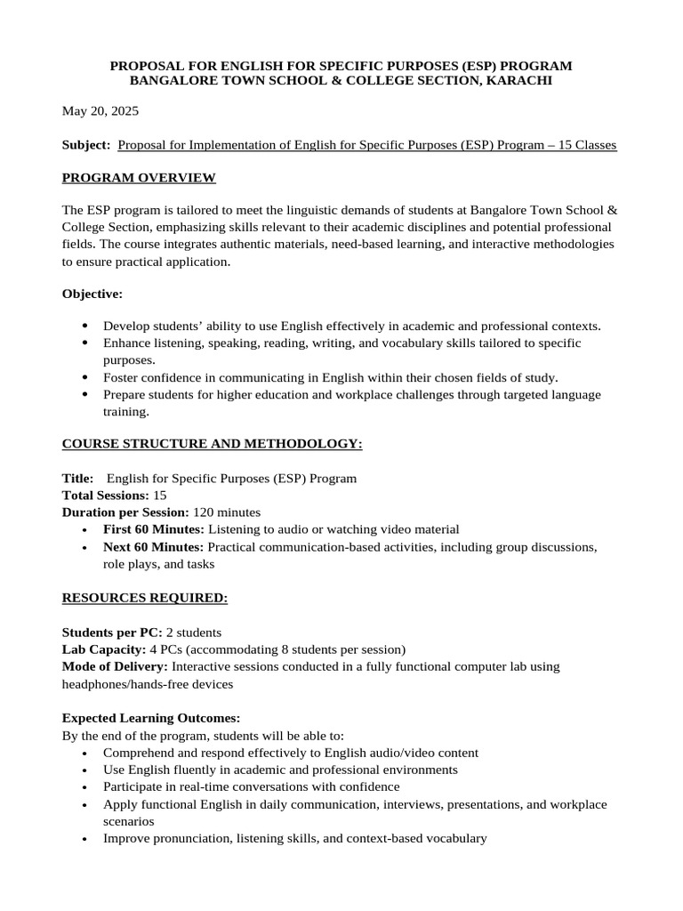 English For Specific Purposes | PDF | English Language | Cognition