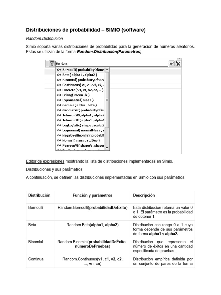 Distribuciones de Probabilidad SIMIO (Software) | PDF | Distribución de probabilidad ...