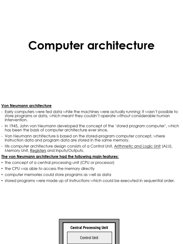 3.1 Computer Architecture | PDF | Central Processing Unit | Computer Data Storage