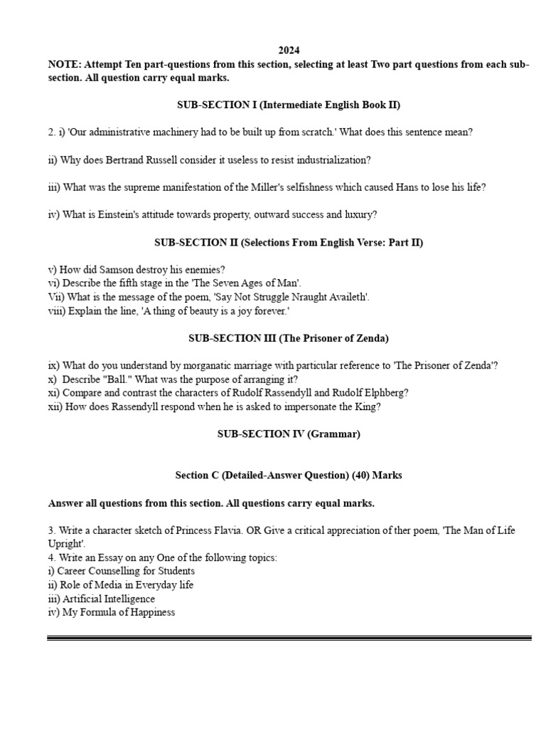 XII English 2024-3 Paper | PDF