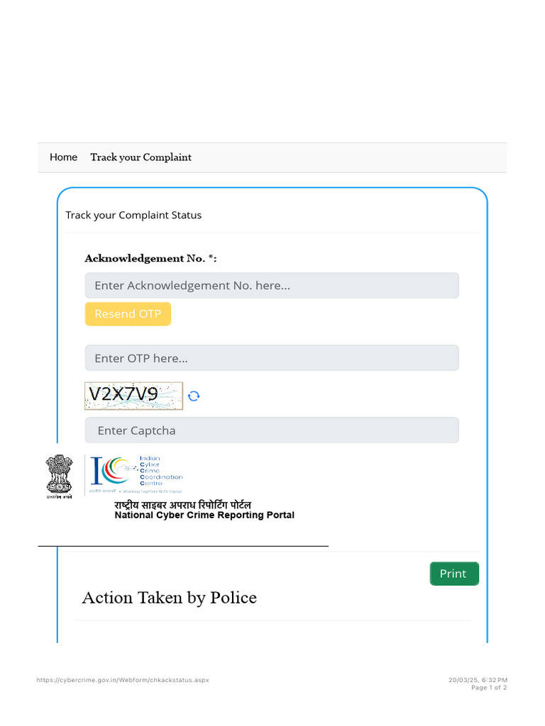Track Your Cyber Crime Complaint Status | PDF