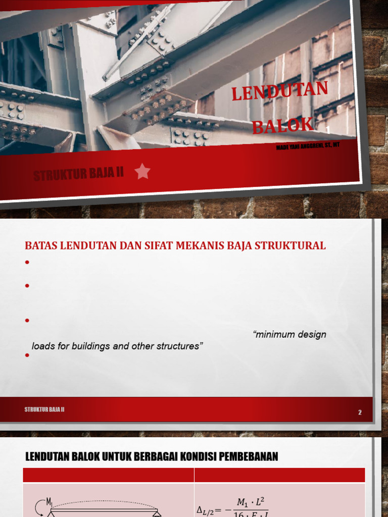Batas Lendutan Balok Baja dan Tabel | PDF