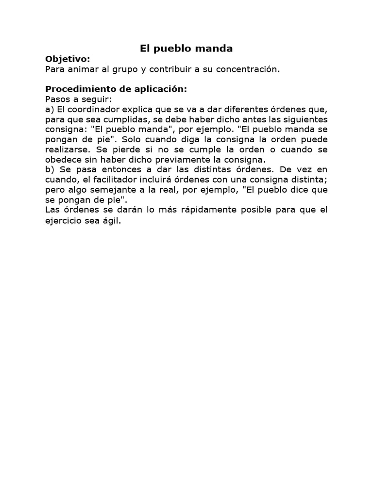 Dinamica El Pueblo Manda | PDF