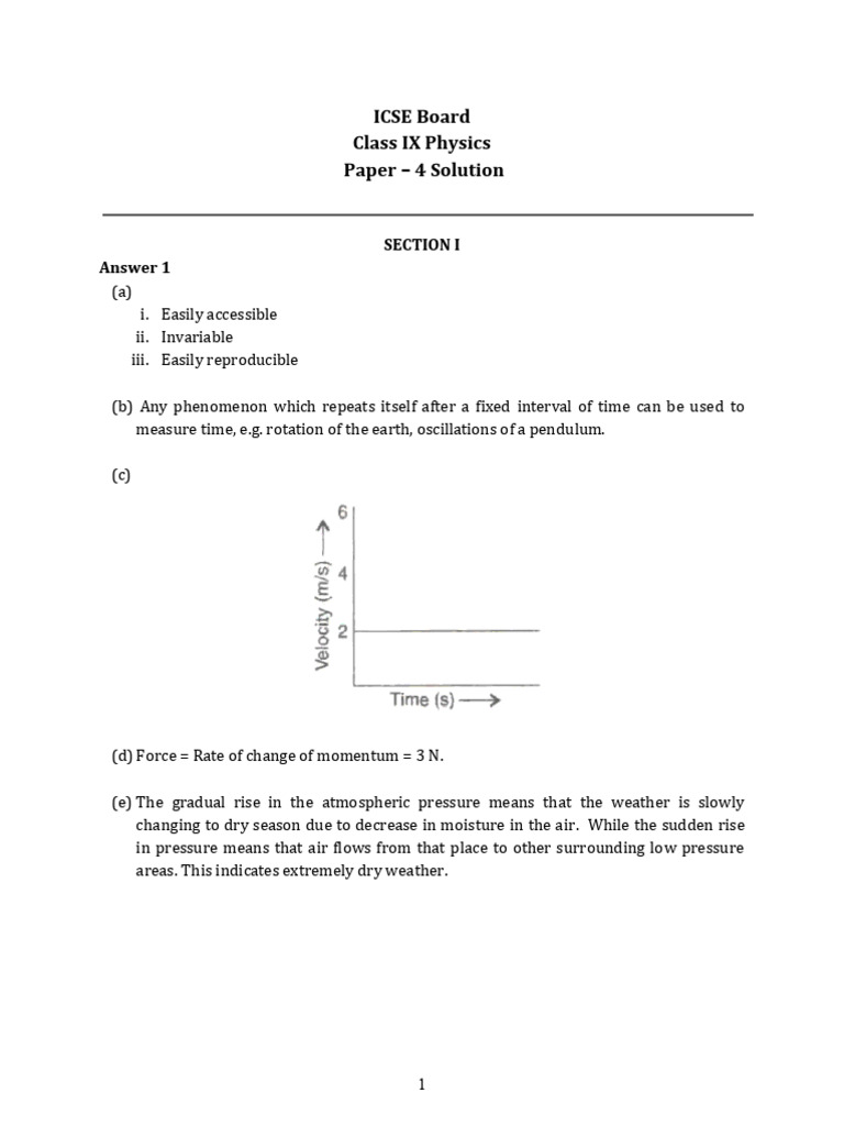 Physics-9-icse-sample-paper-9-solution | PDF | Force | Heat