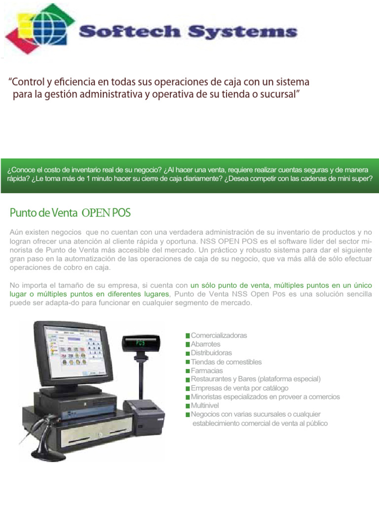 Brochure Softech Open Pos 2016 | PDF | Planificación de recursos empresariales | Al por menor