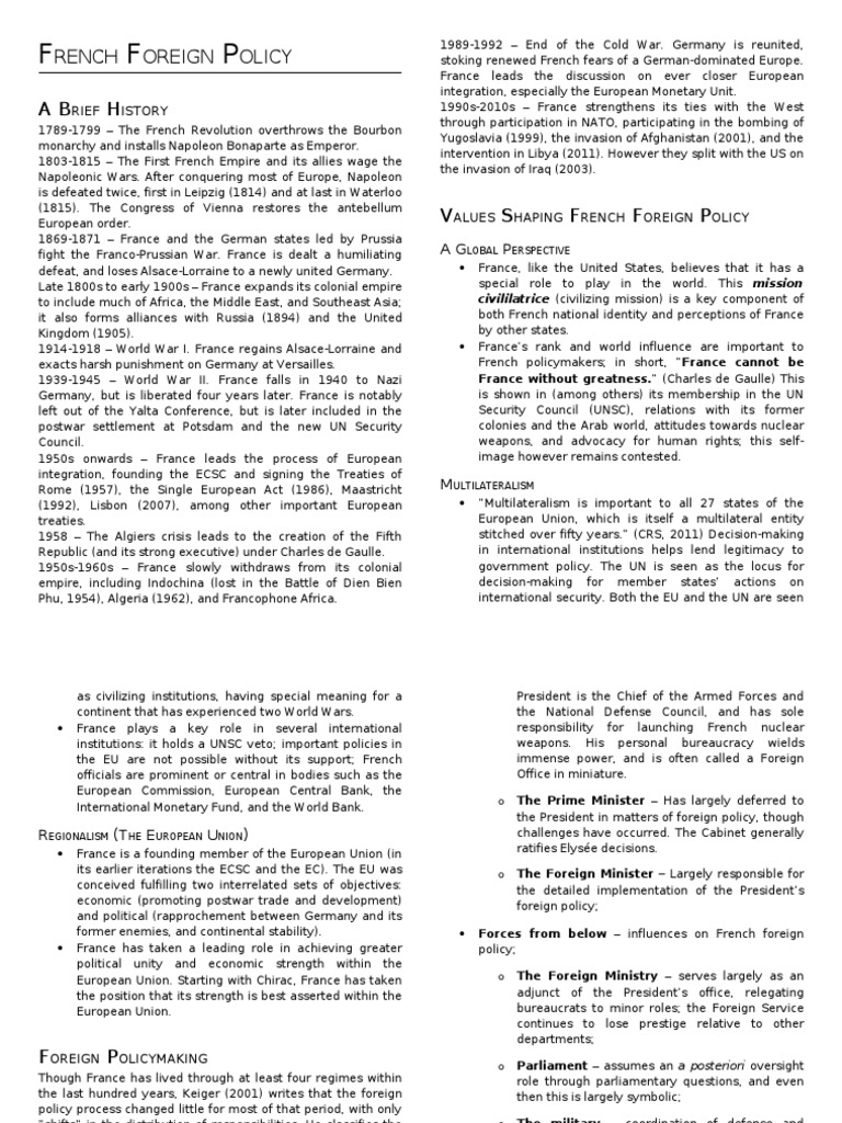 French Foreign Policy | PDF | France | Cold War