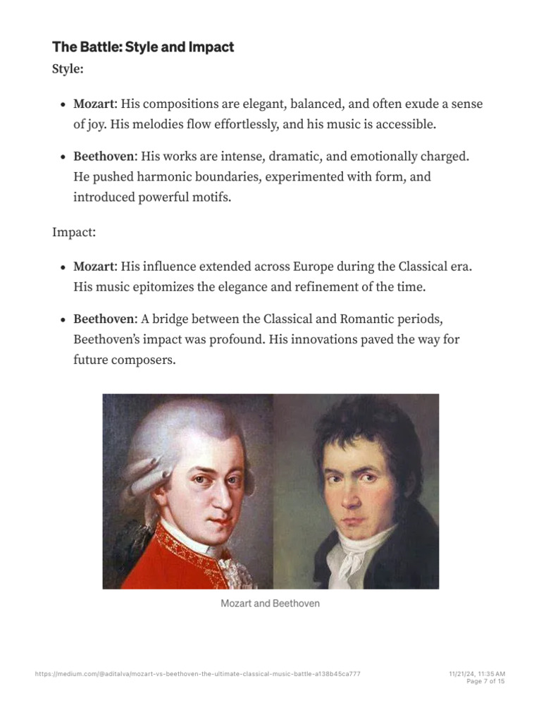 Mozart vs. Beethoven — the Ultimate Classical Music Battle | by Adit Alva | Medi | PDF