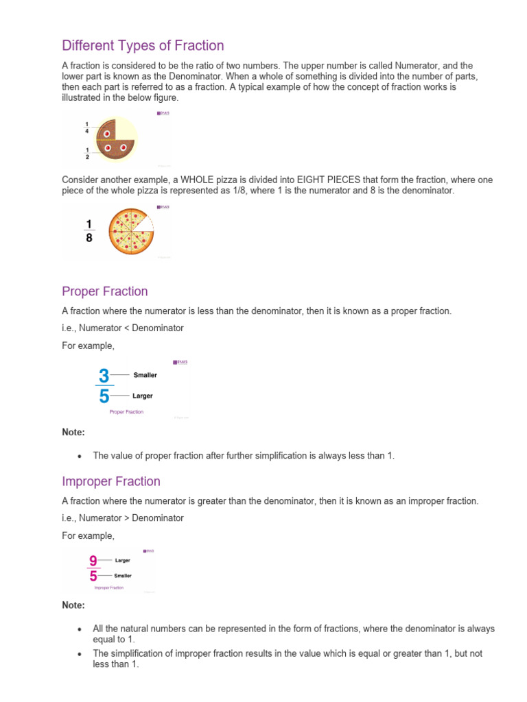Different Types of Fractions | PDF | Mathematical Notation | Division ...