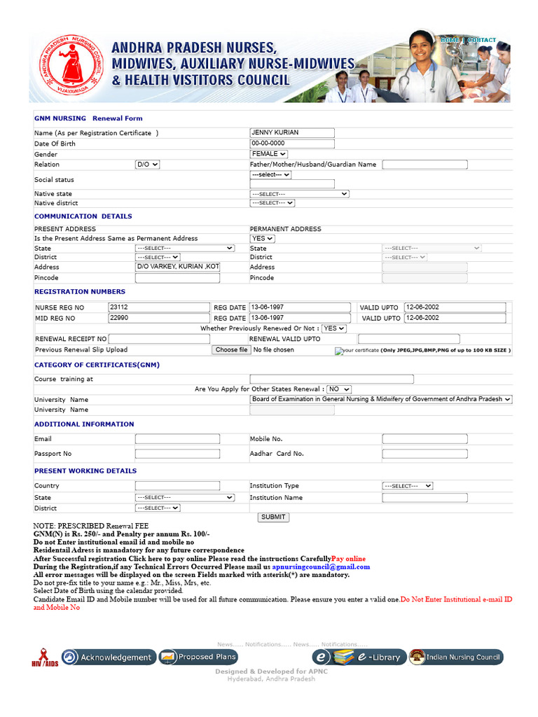 Andhra Pradesh Nursing Renewal Guide | PDF
