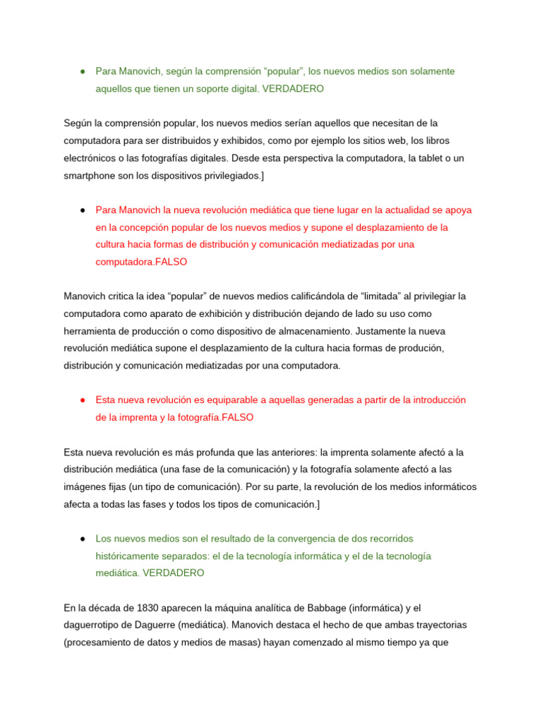 Nuevos medios y su evolución según Manovich | PDF | Informática ...