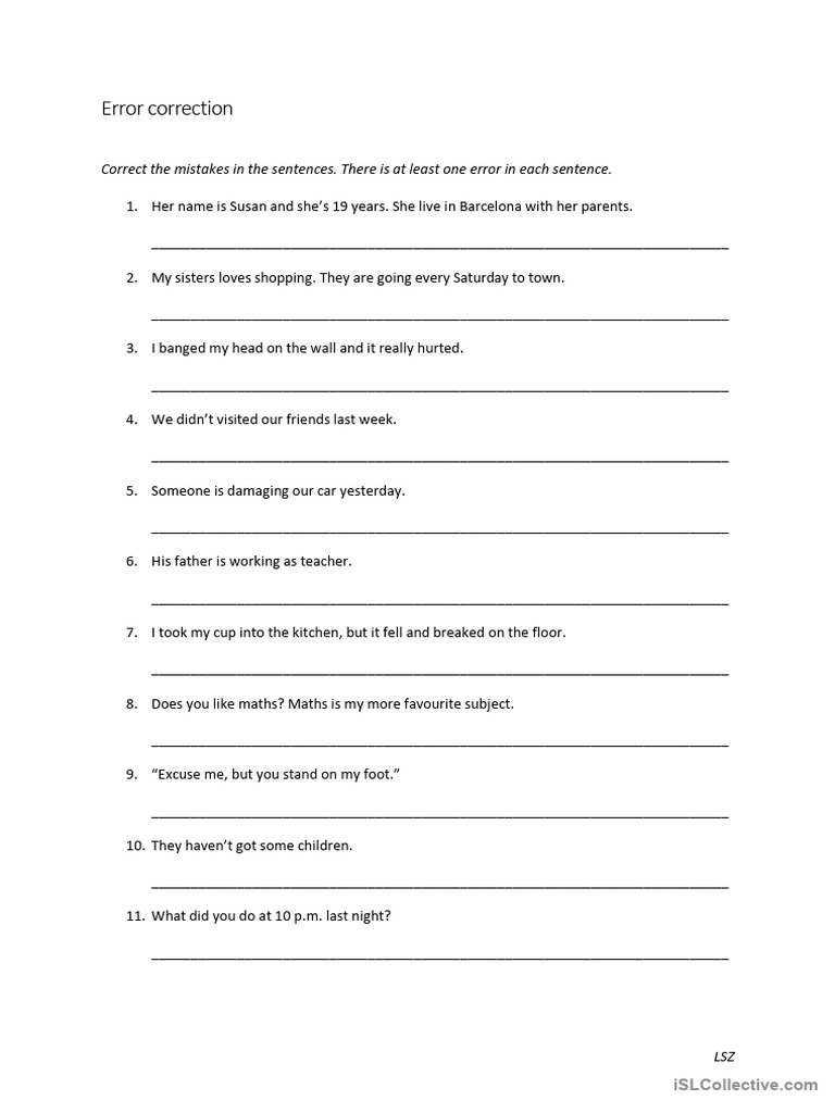 Error correction worksheet | PDF