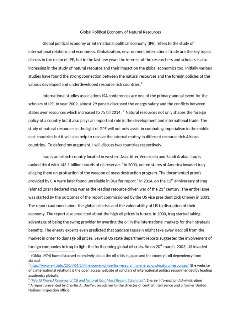 Global Political Economy of Natural Resources | PDF | Iraq | Africa