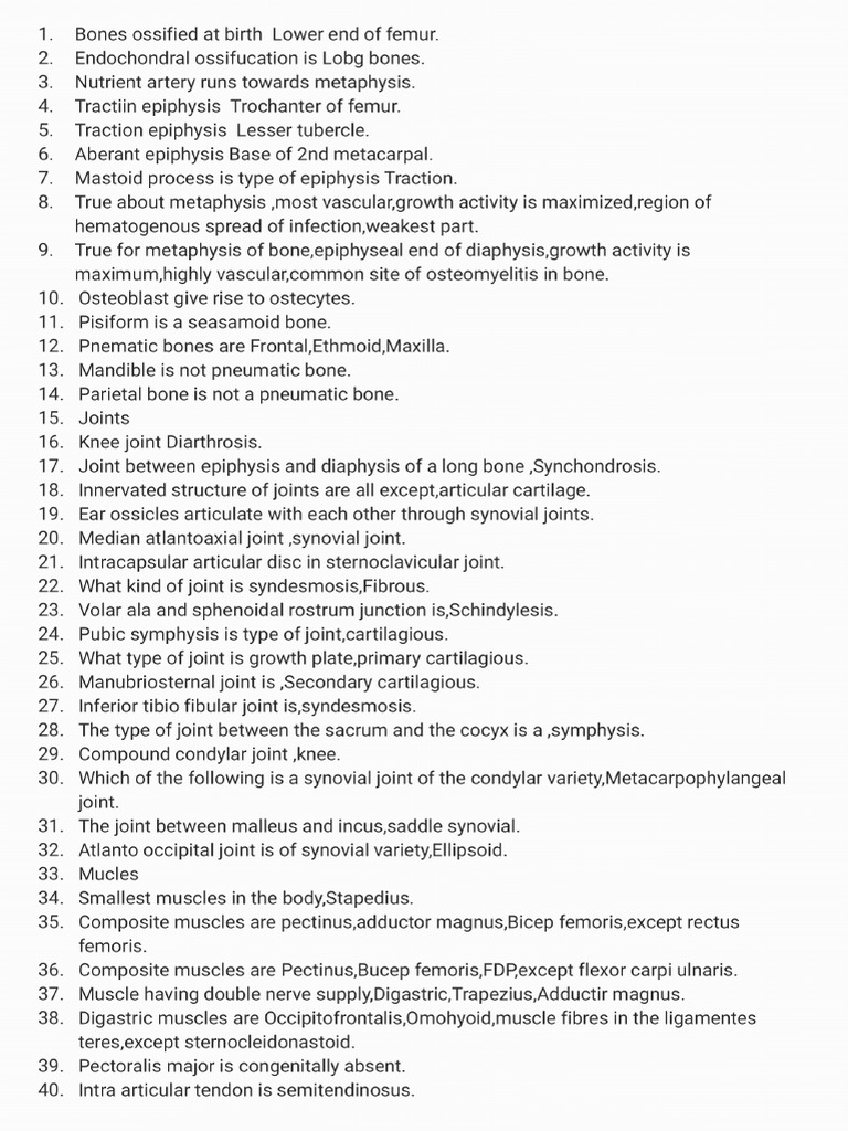 Block 1 General Anatomy First Year Mbbs MCQs | PDF