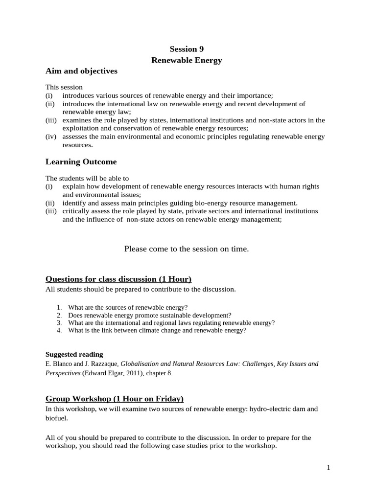 LLM Renewable Energy Lecture Outline 21-22 | PDF | Palm Oil | Biodiesel