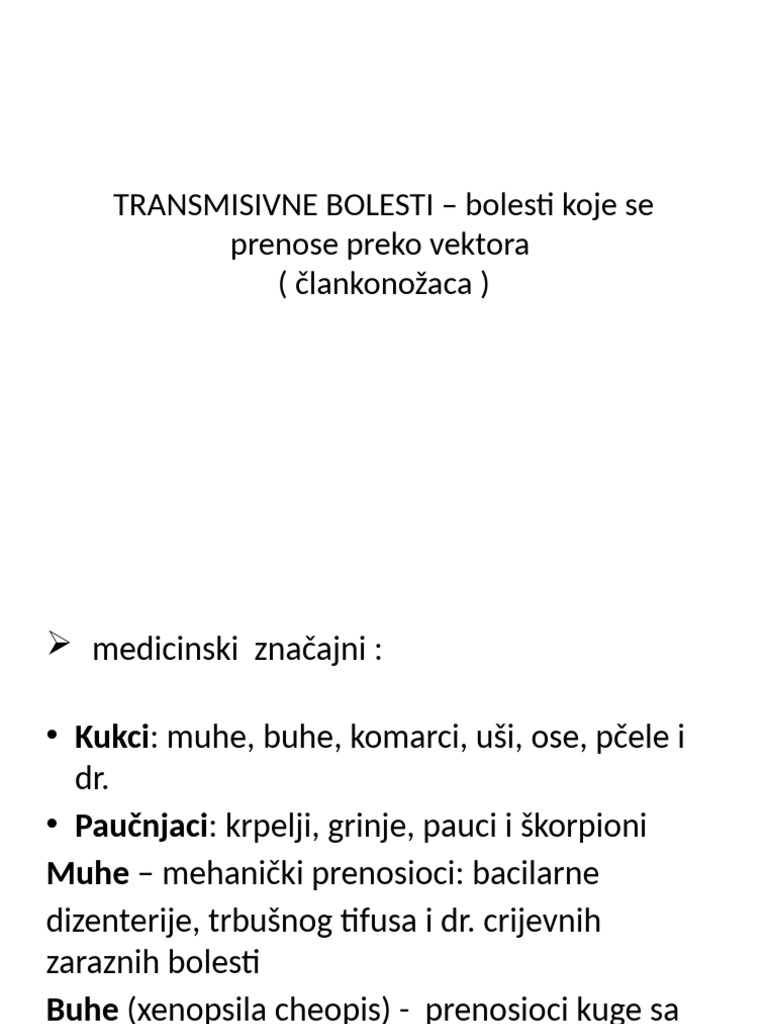 TRANSMISIVNE BOLESTI - Bolesti Koje Se Prenose Preko | PDF