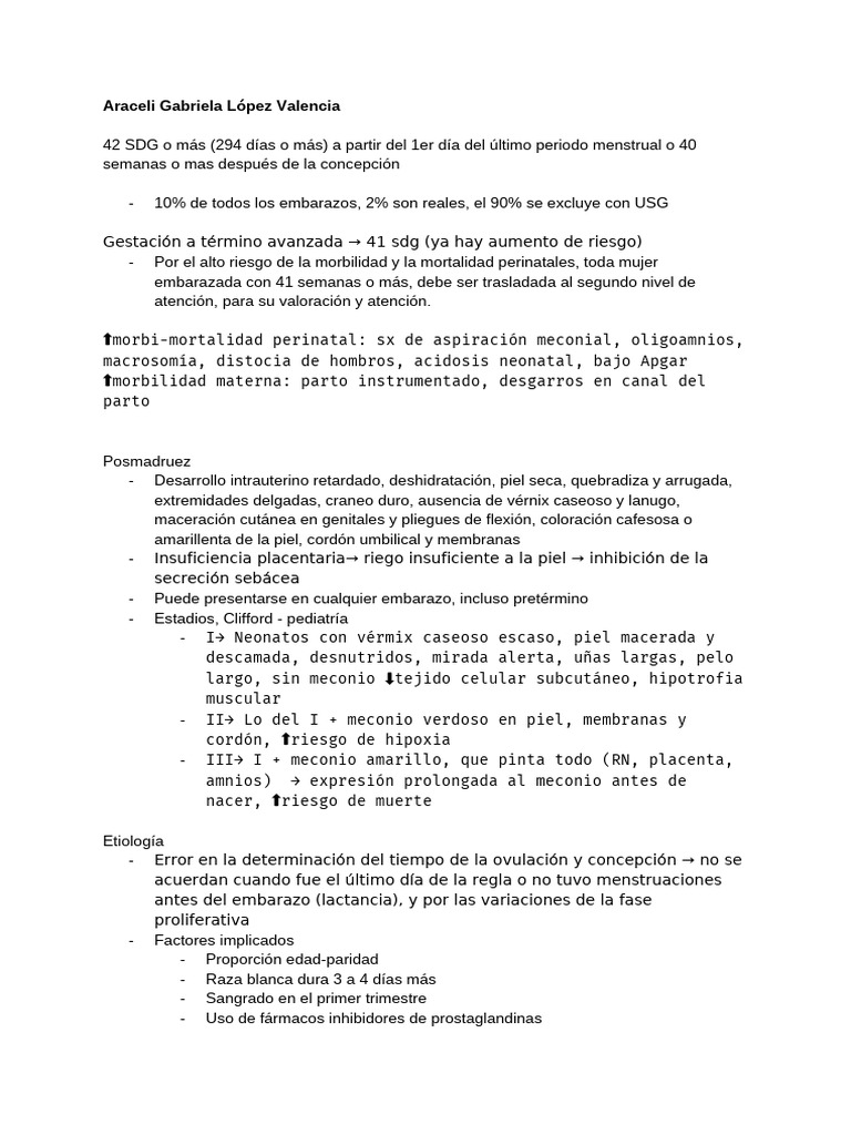 Embarazo Postermino | PDF | El embarazo | Parto