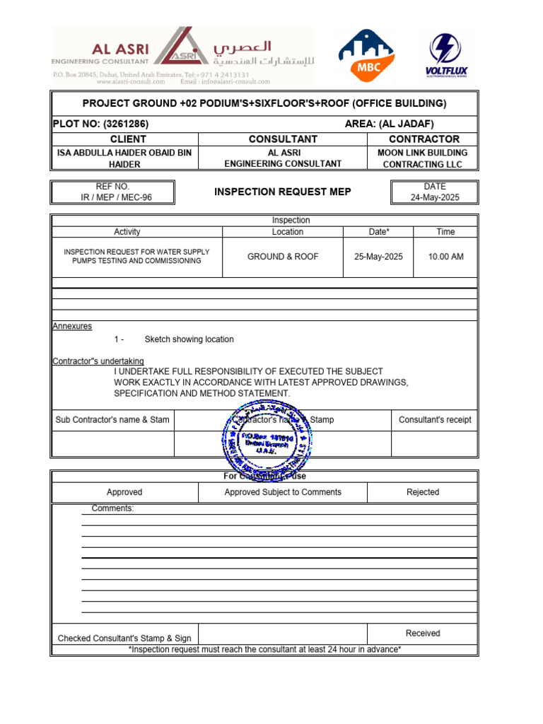 Inspection Requests for MEP Systems | PDF | Relay | Equipment