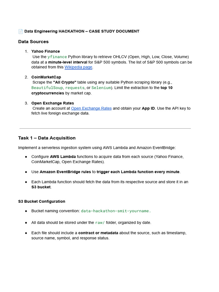 ? Data Engineering HACKATHON - CASE STUDY DOCUMENT | PDF | Metadata | Microsoft Sql Server