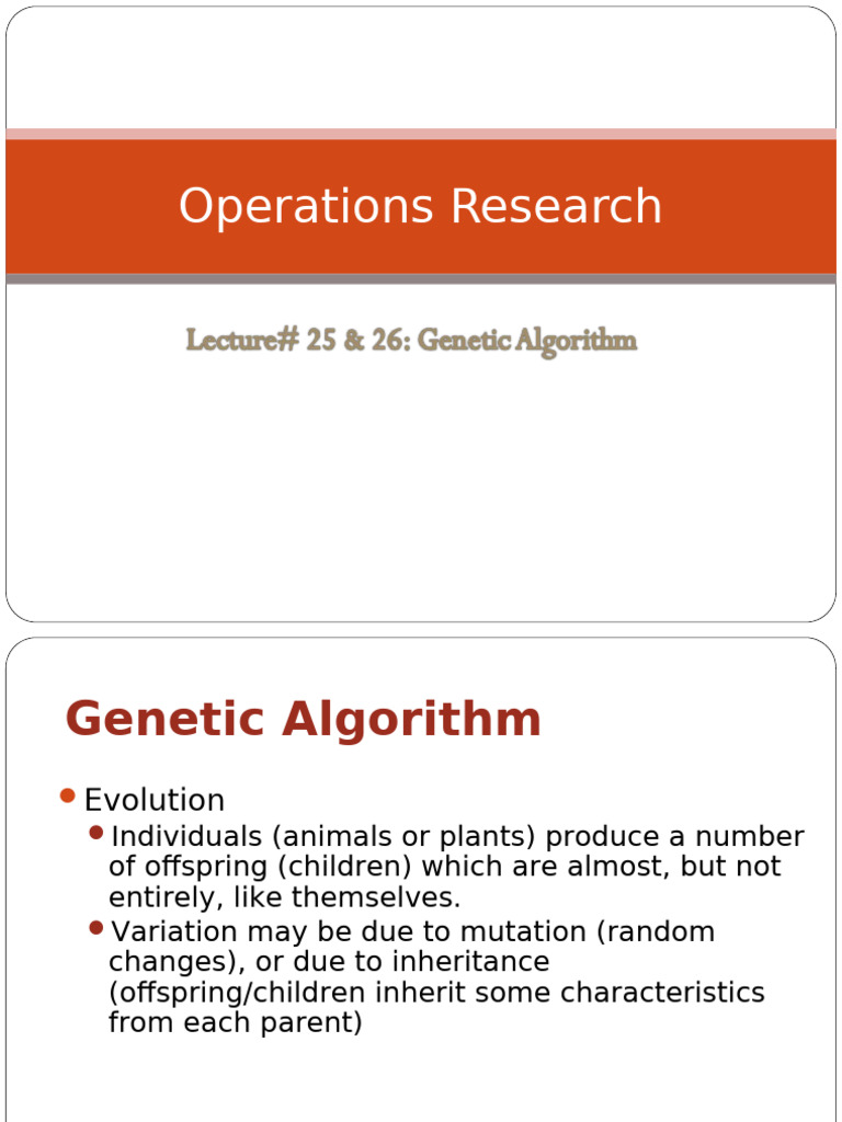 Lecture# 25 26 | PDF | Genetic Algorithm | Expert