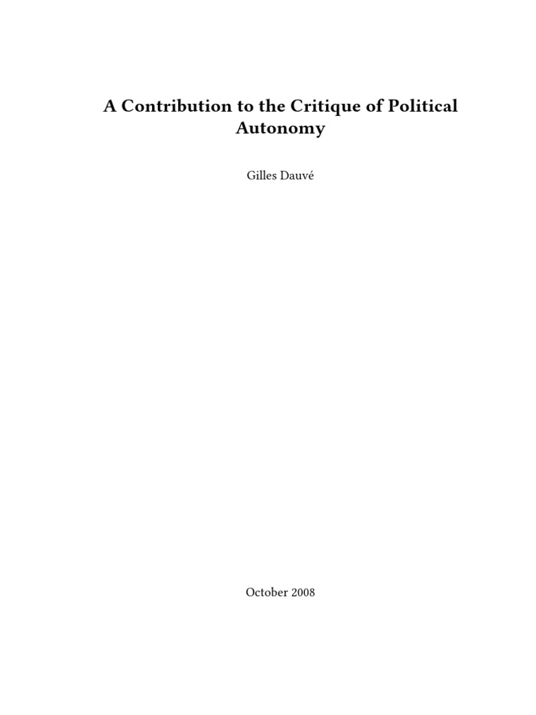 Critique of Democracy and Autonomy | PDF | Communism | Syndicalism