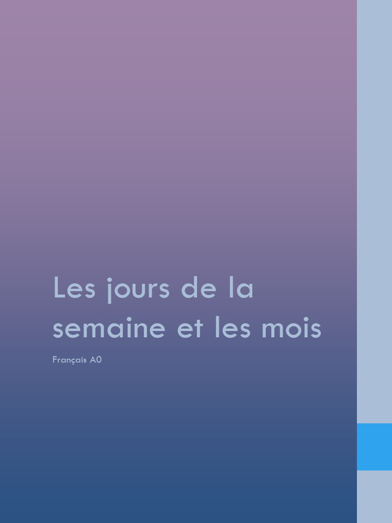 Jours et mois en français A0 | PDF