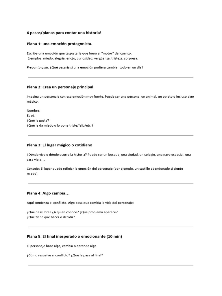 6 Pasos - Planas para Contar Una Historia | PDF