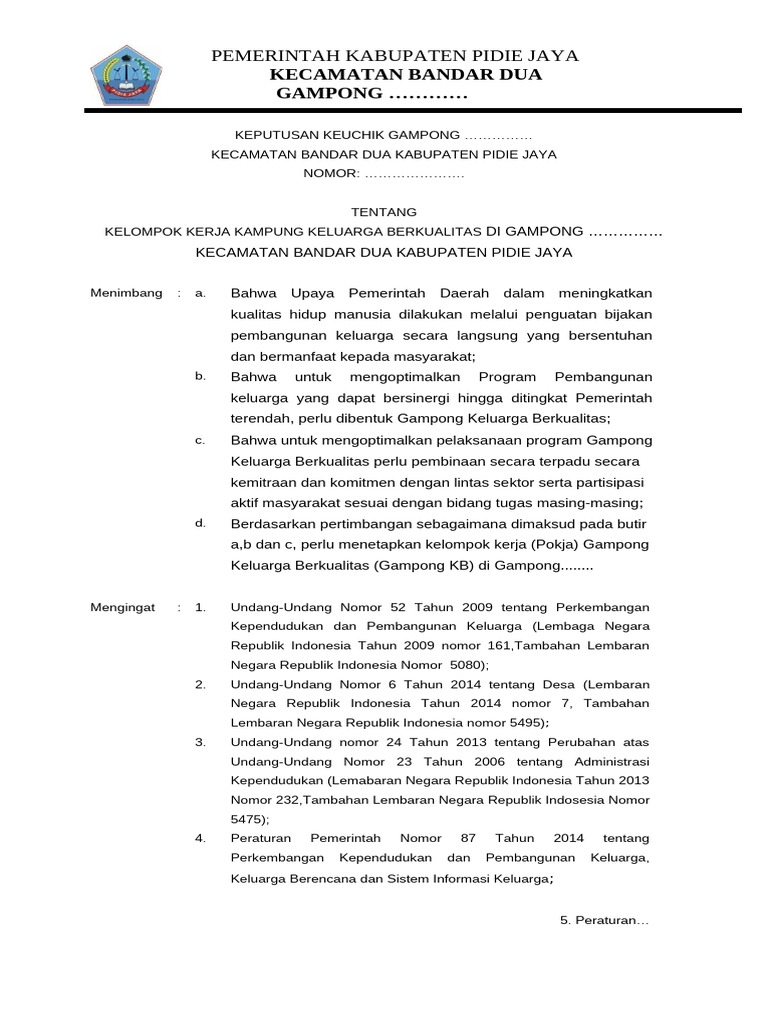 SK Pokja KP - KB Desa 2024 | PDF