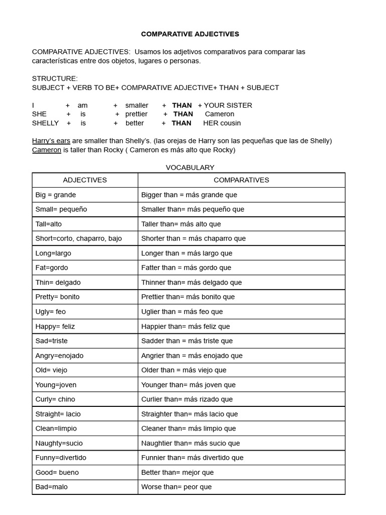 Comparative Adjectives | PDF