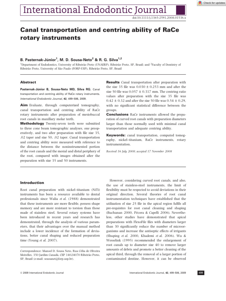 Int Endodontic J - 2009 - Pasternak Júnior - Canal Transportation and ...
