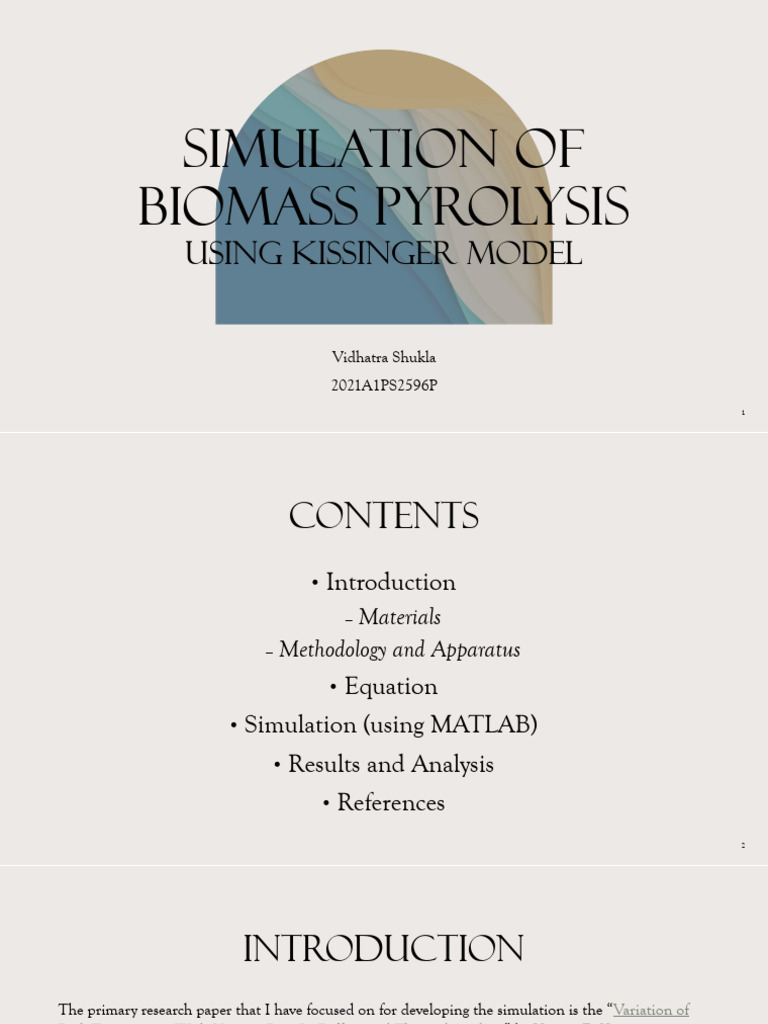 Simulation of Biomass Pyrolysis | PDF | Activation Energy | Temperature