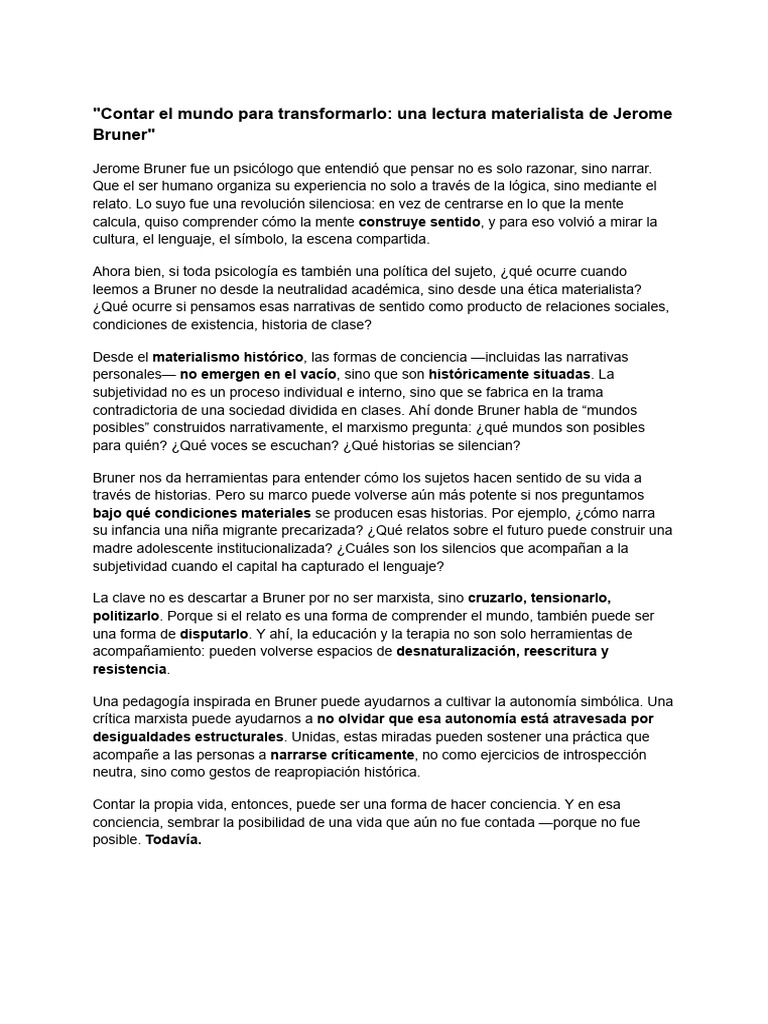 Contar El Mundo para Transformarlo - Una Lectura Materialista de Jerome ...