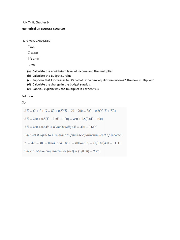 Unit - 3. CH-9 - Numericals | PDF