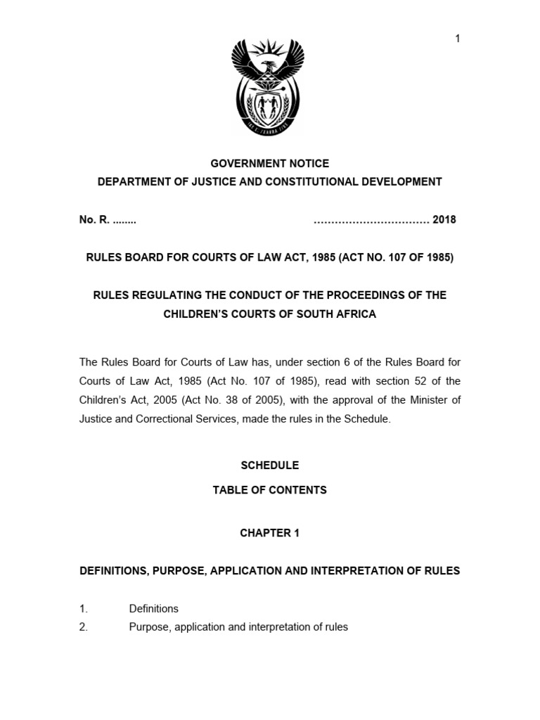 Draft Childrens Court Rules | PDF | Mail | Ex Parte