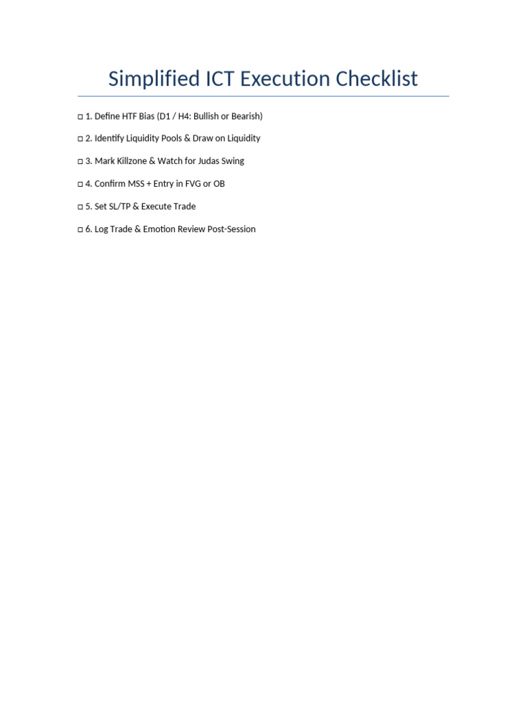 Simplified ICT Execution Checklist | PDF